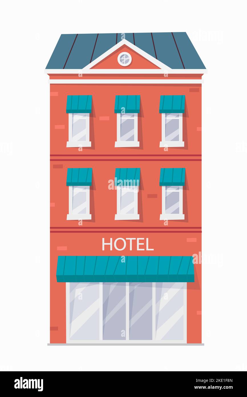 Hotel isolated on vector illustration, flat cartoon modern hotel ...