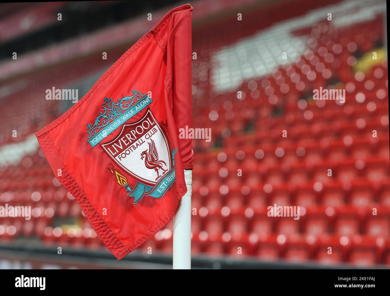 The liverpool corner flag at anfield hi-res stock photography and ...