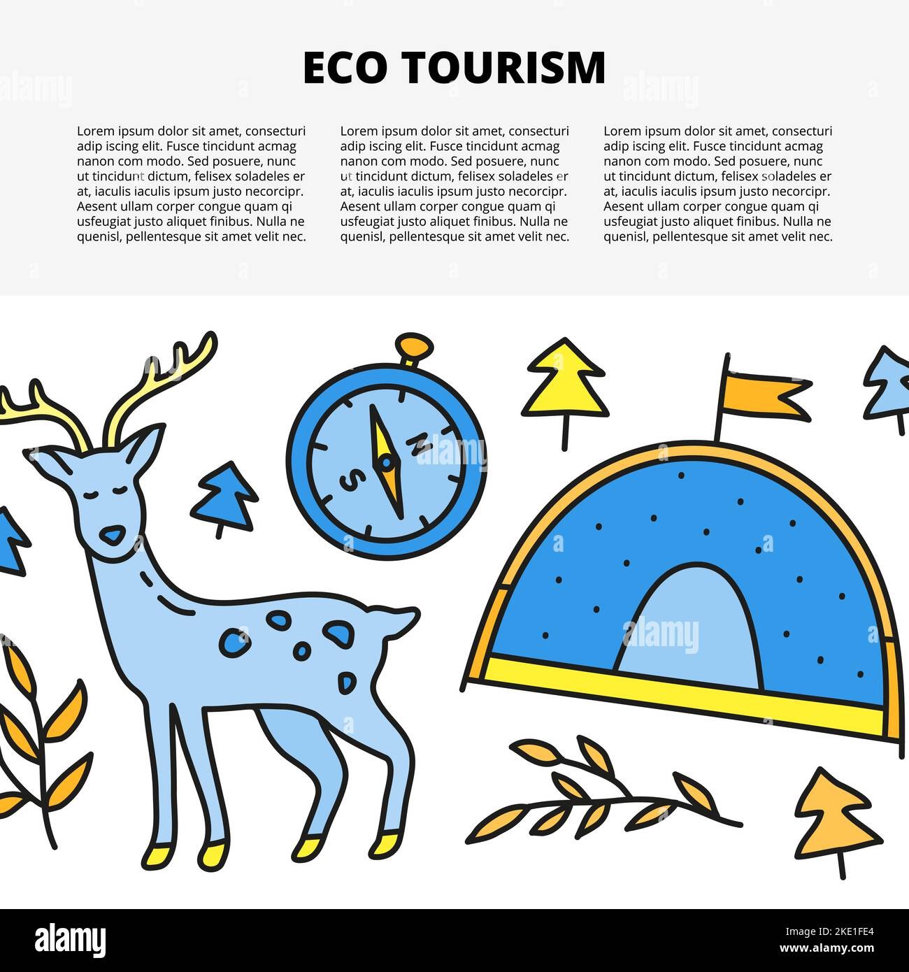 Article template with space for text and doodle colored eco tourism ...