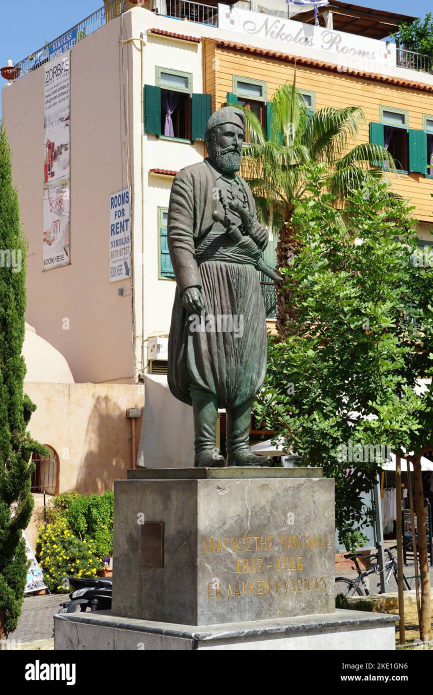 Anagnostis Mantakas (freedom fighter) statue, Chania, Hania, Crete ...