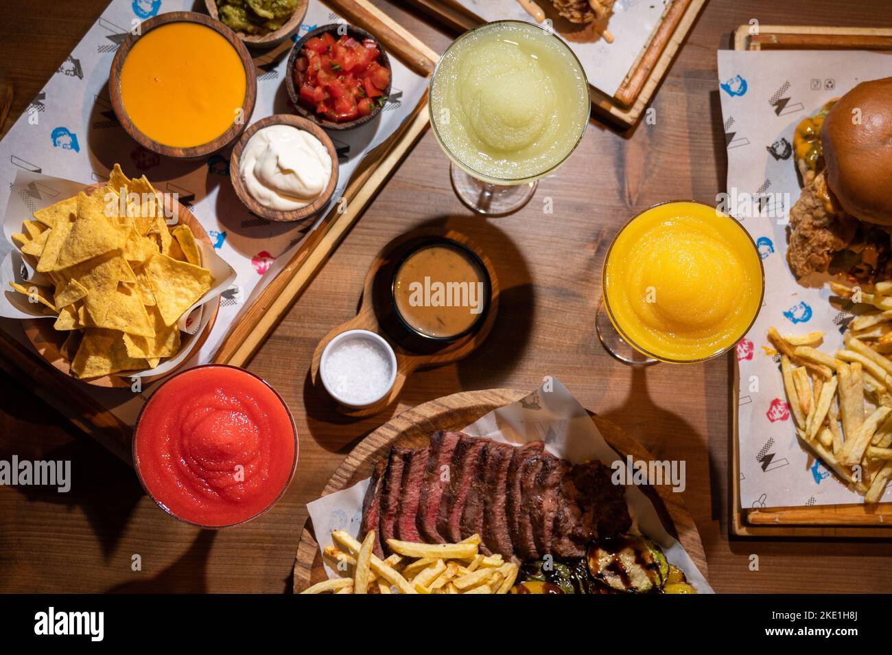 Overhead shot dinner meat hi-res stock photography and images - Alamy
