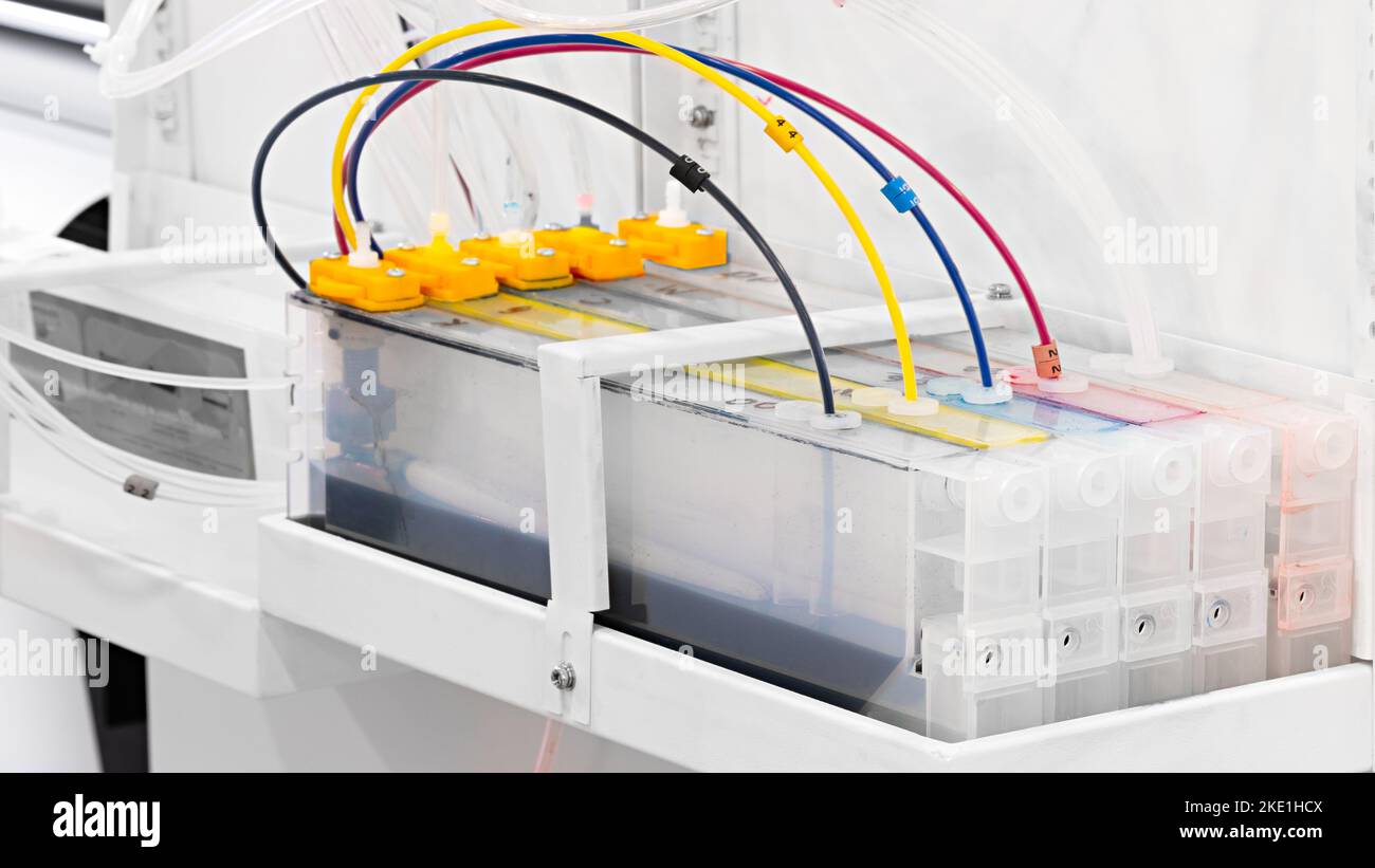 Color toners in the digital printer, paint CMYK Stock Photo - Alamy