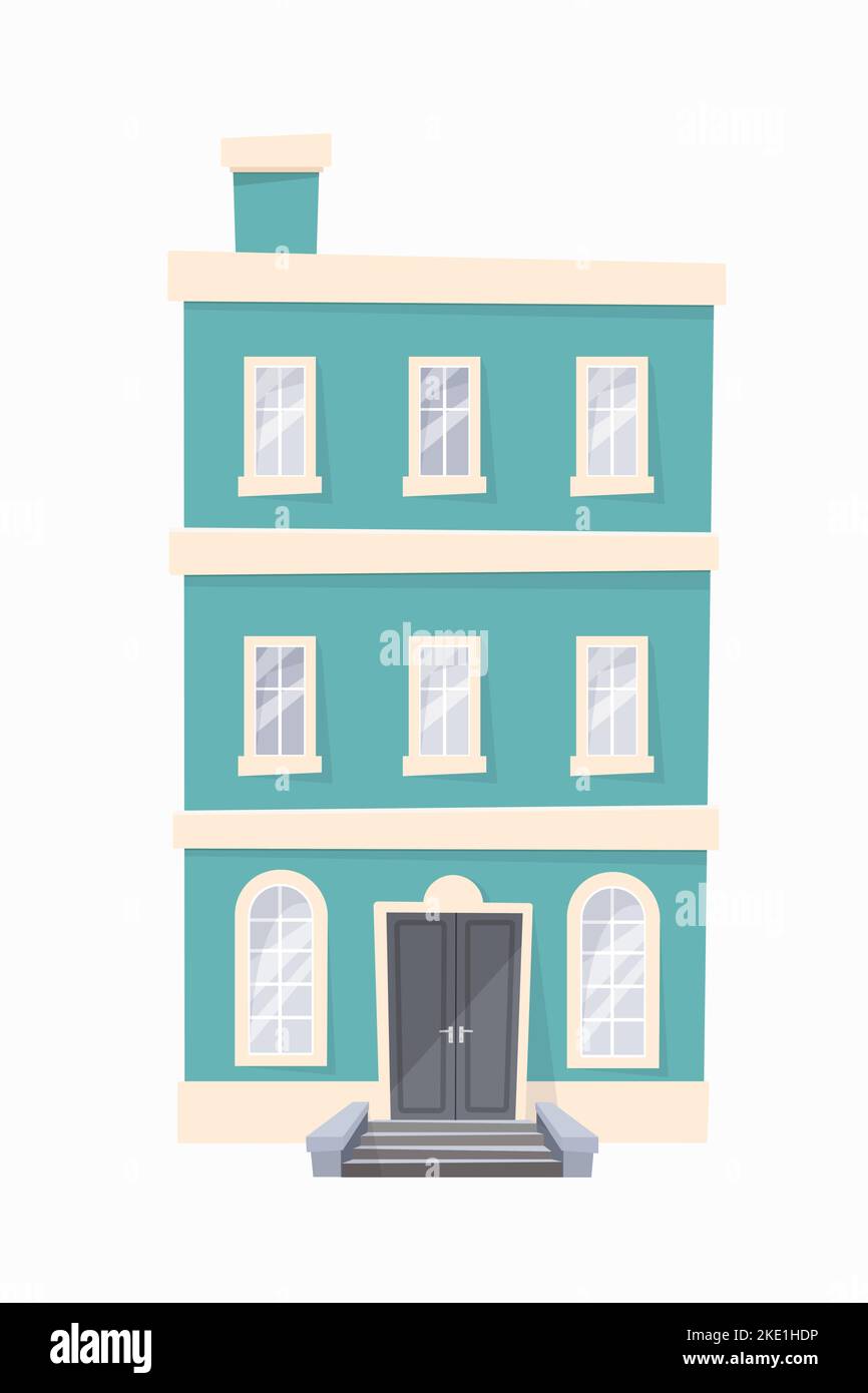 Contemporary flat illustration with green house building on white ...