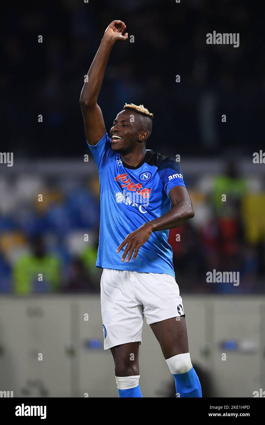 Victor Osimhen of SSC Napoli celebrate the victory after the Serie A ... Victor Osimhen of SSC Napoli celebrate the victory after the Serie A ...