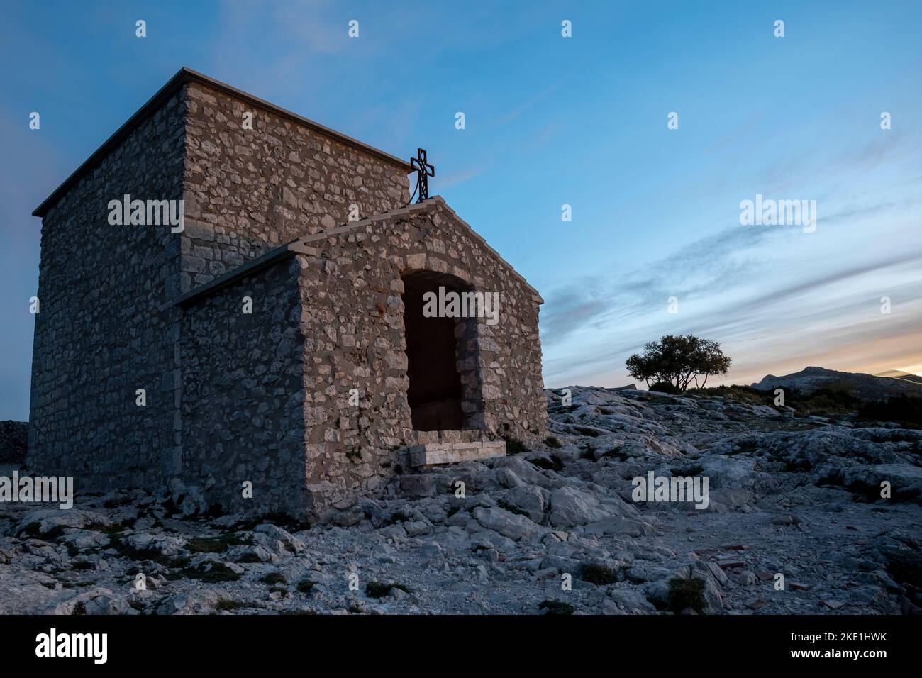Saint-Pilon Chapel at sunrise, Sainte-Baume, France Stock Photo - Alamy
