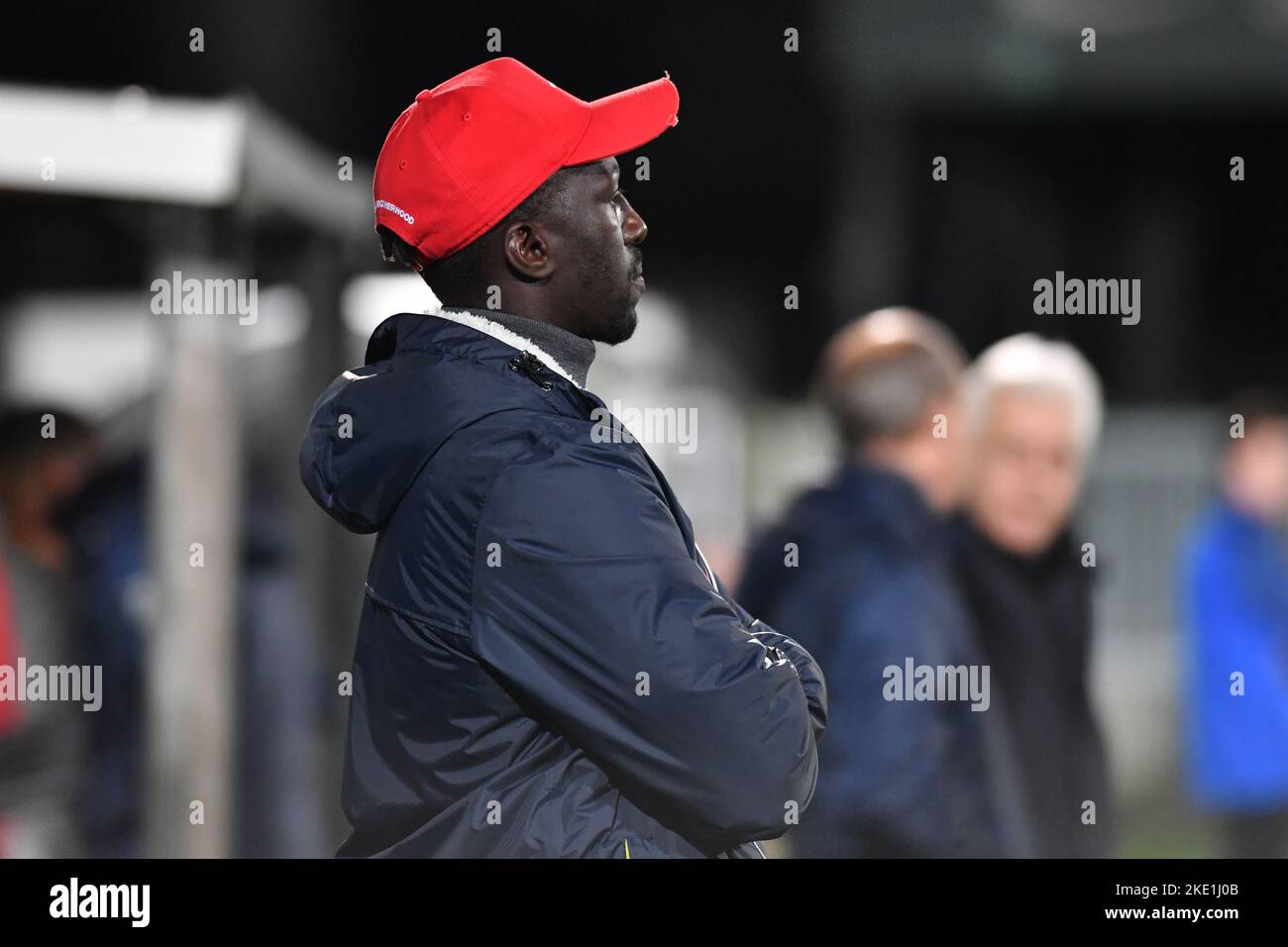 Waregem, in Lommel, 09 November 2022. Essevee's head coach Mbaye Leye ...