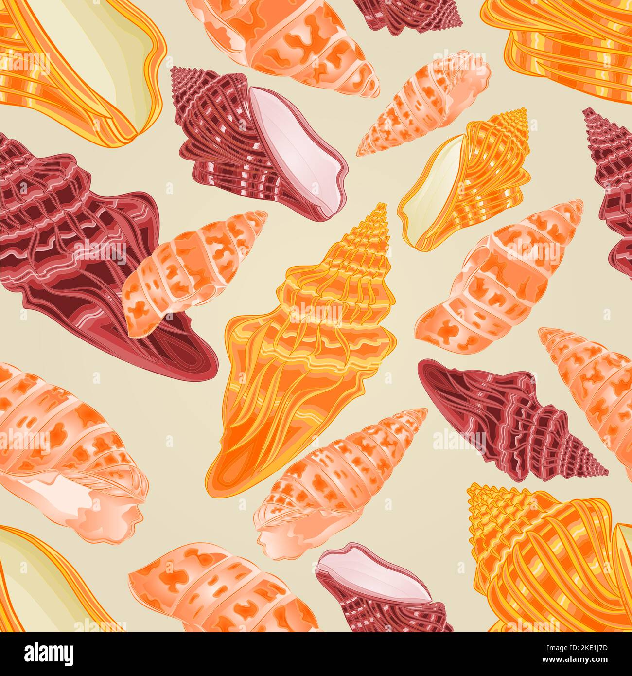 Seamless texture three sea shells marine life vintage vector ...
