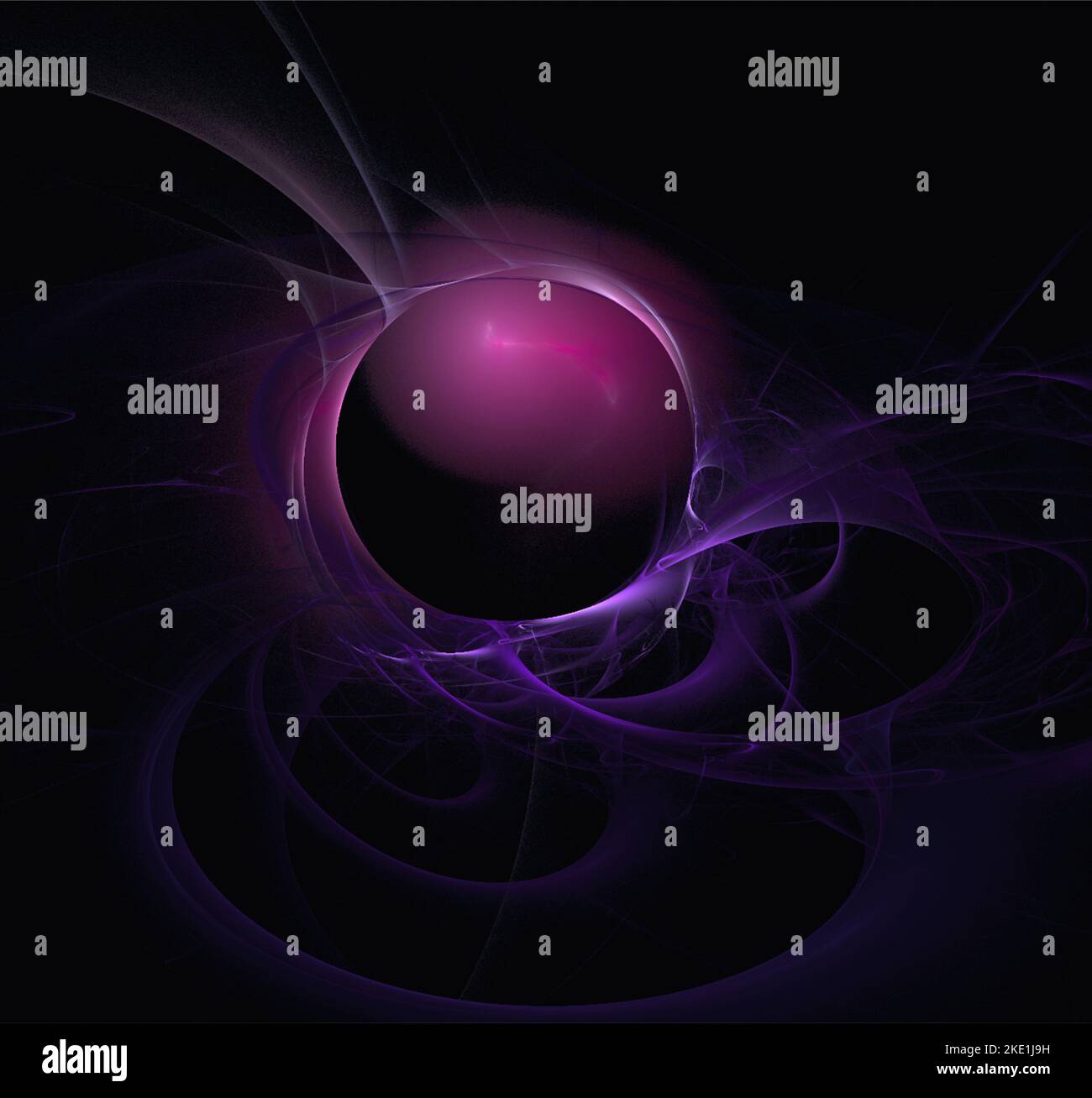 space fantasy illustration of purple planetary system on dark space ...