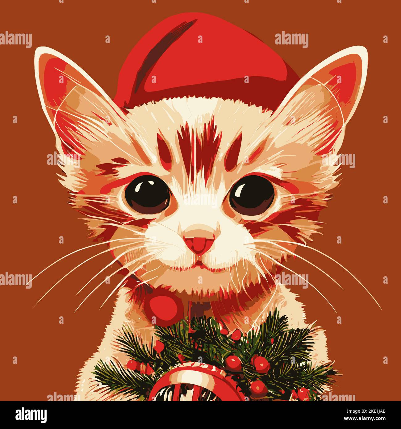 A Christmas festive portrait design of a cute kitten perfect as ...