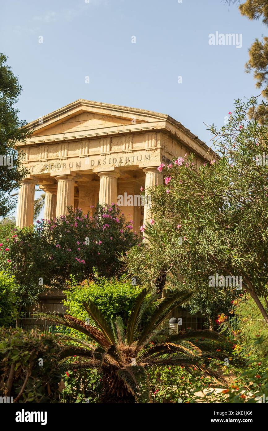 A vertical shot of the Monument to Sir Alexander Ball in Valletta ...