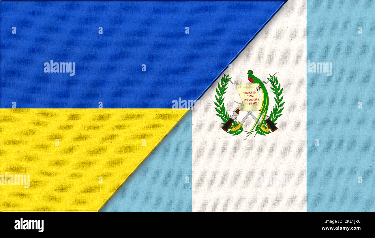 Union of two countries. Flag of Ukraine and Guatemala. Two Flag ...