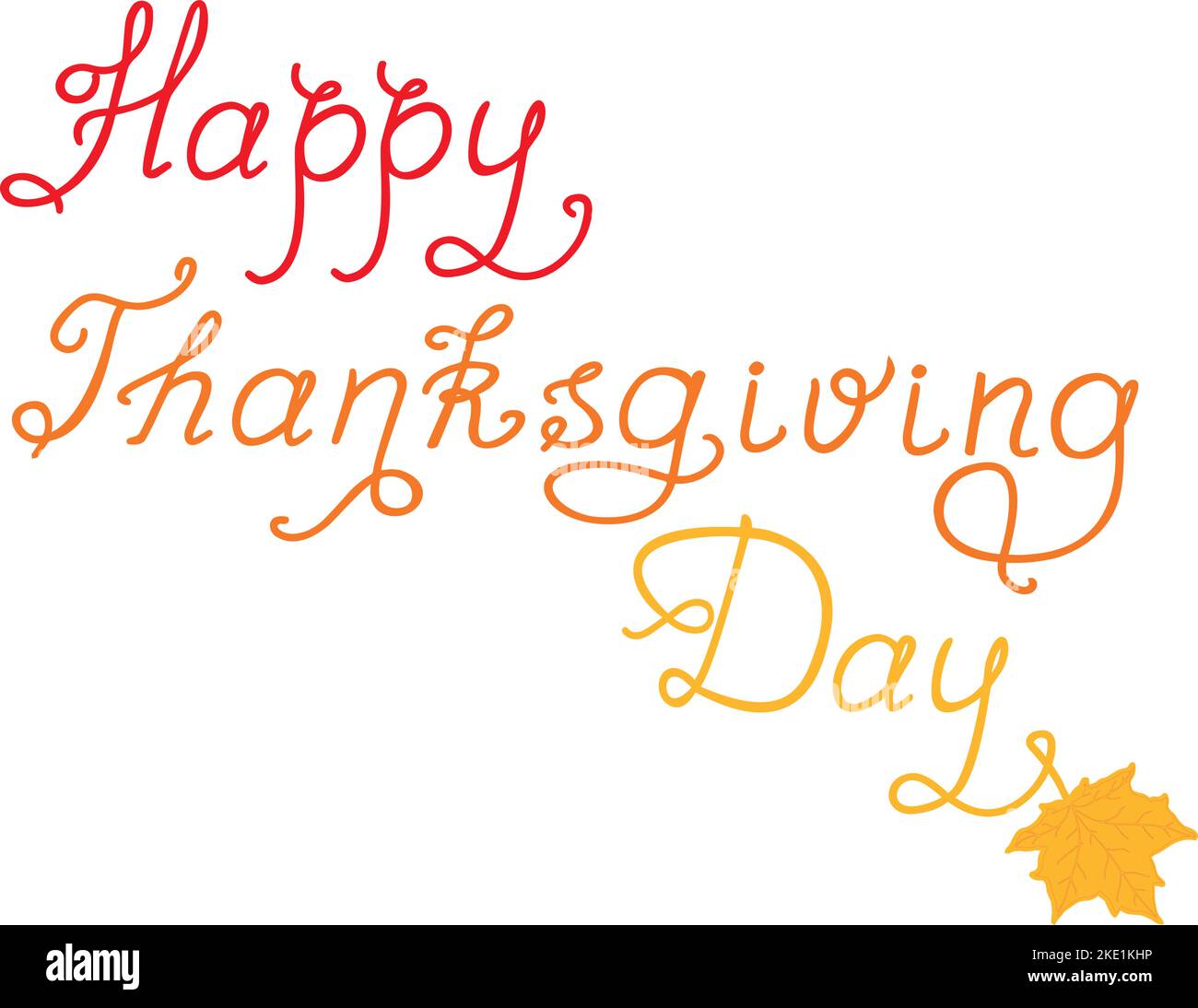 Happy Thanksgiving Day hand drawn lettering. Hand drawn text in autumn colors. Vector art Stock ...