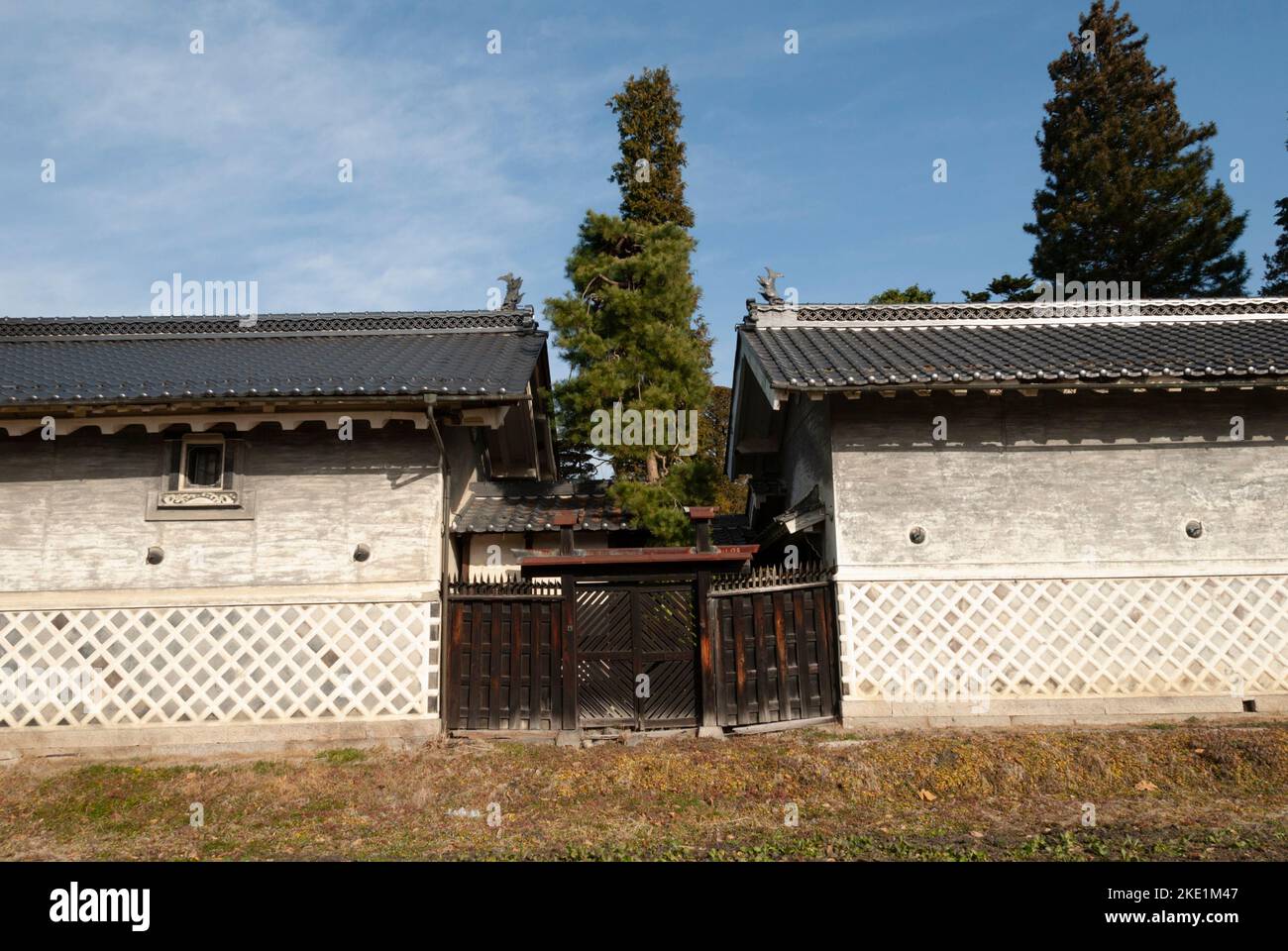 Two Kura, or traditional Japanese storehouses, are connected by a ...