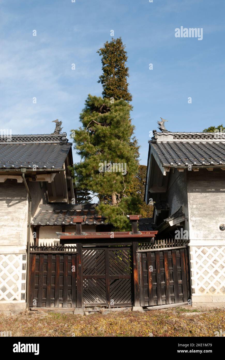 Two Kura, or traditional Japanese storehouses, are connected by a ...