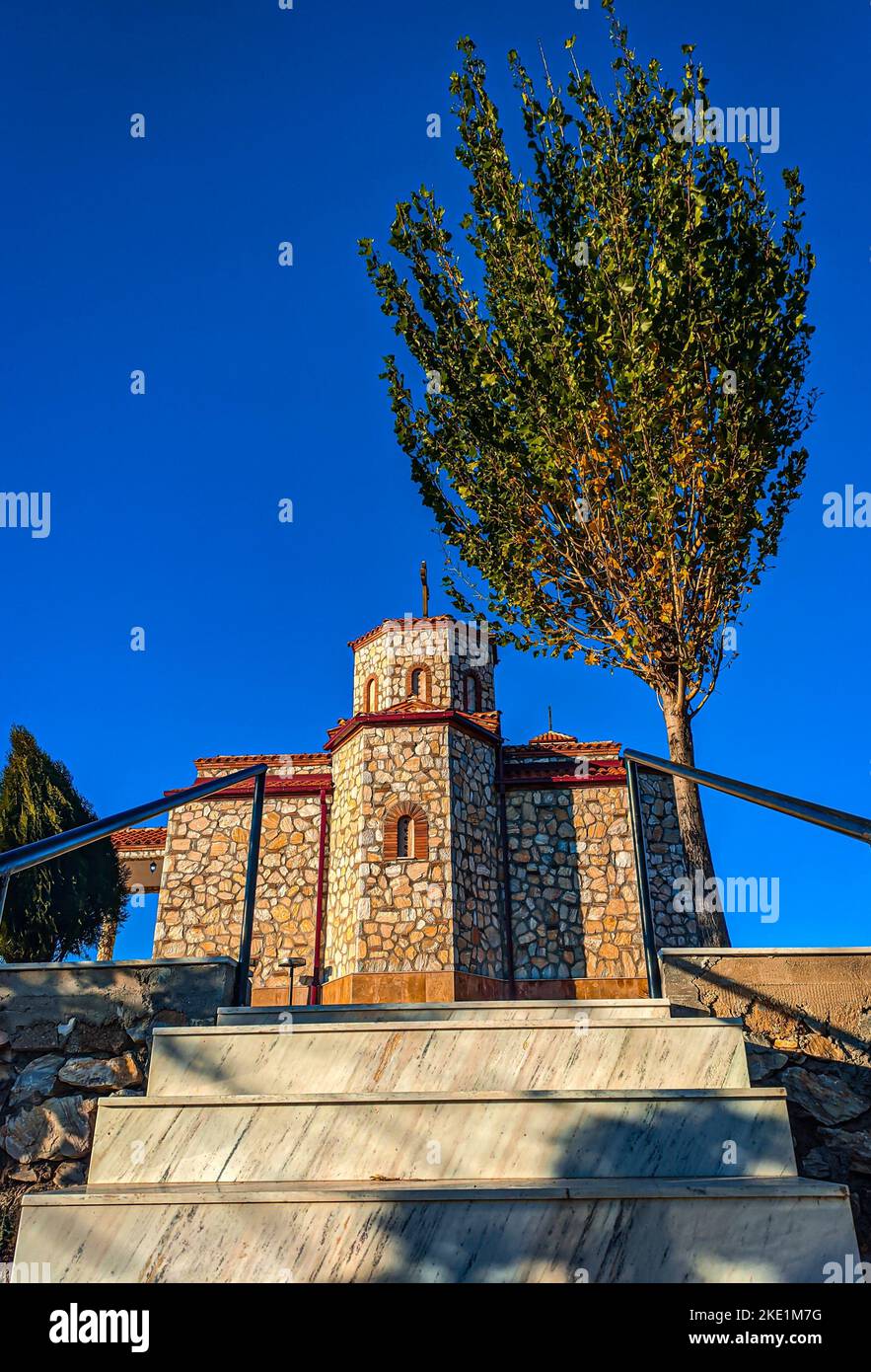 A vertical shot of the Monastery of St. Naum in Macedonia Stock Photo ...