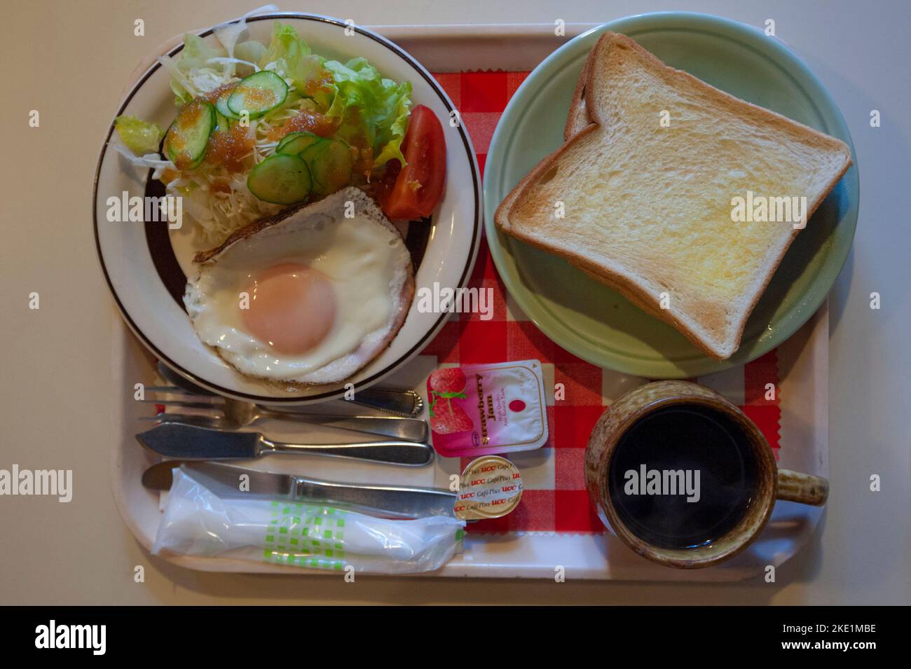 A “Western” style Japanese breakfast served at a cafe, including sunny ...
