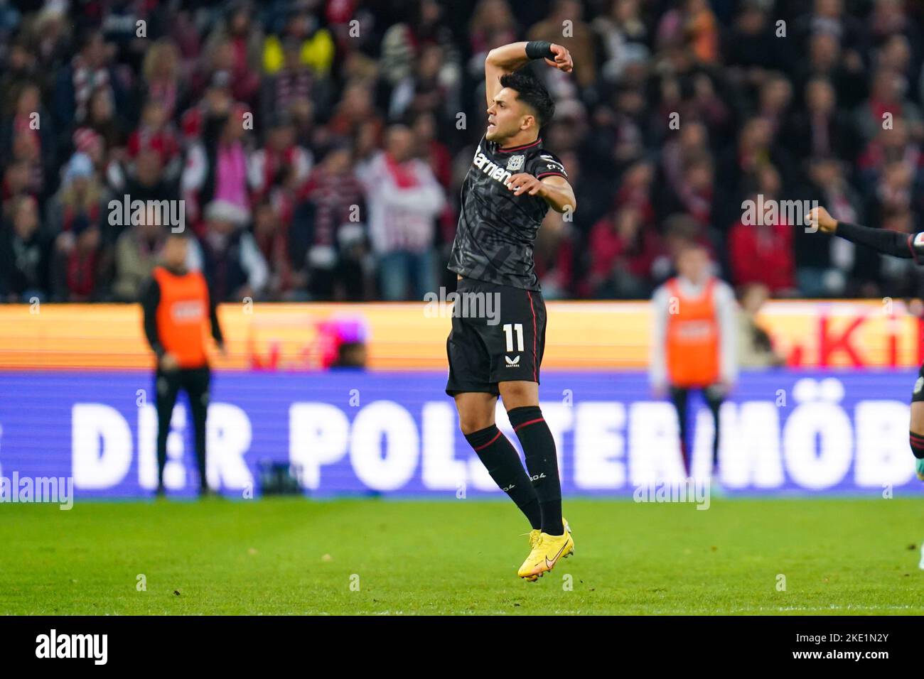 COLOGNE, GERMANY - NOVEMBER 9: Nadiem Amiri of Bayer 04 Leverkusen is ...