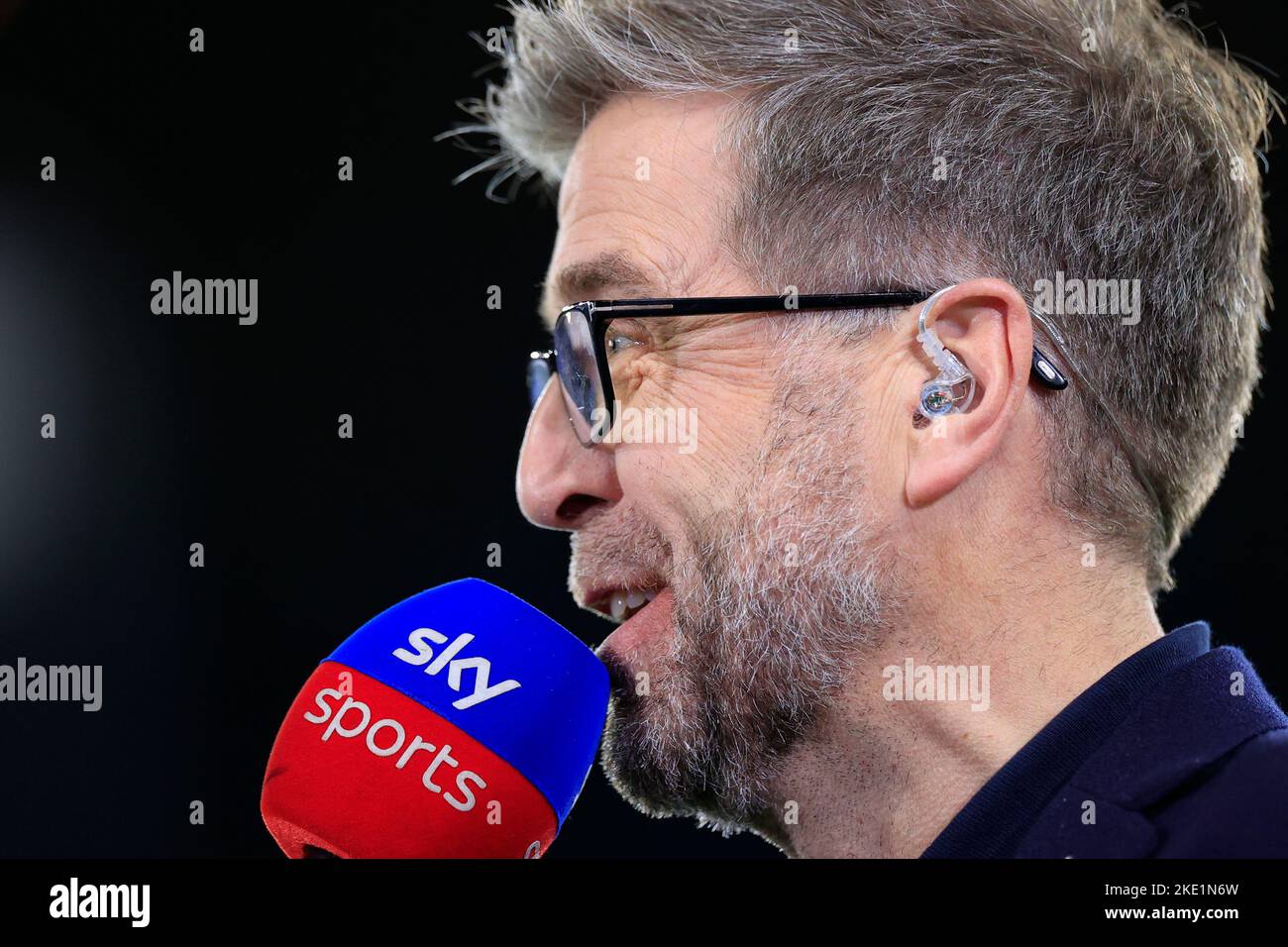 Mark Chapman presenting for Sky Sports ahead of the Carabao Cup Third ...