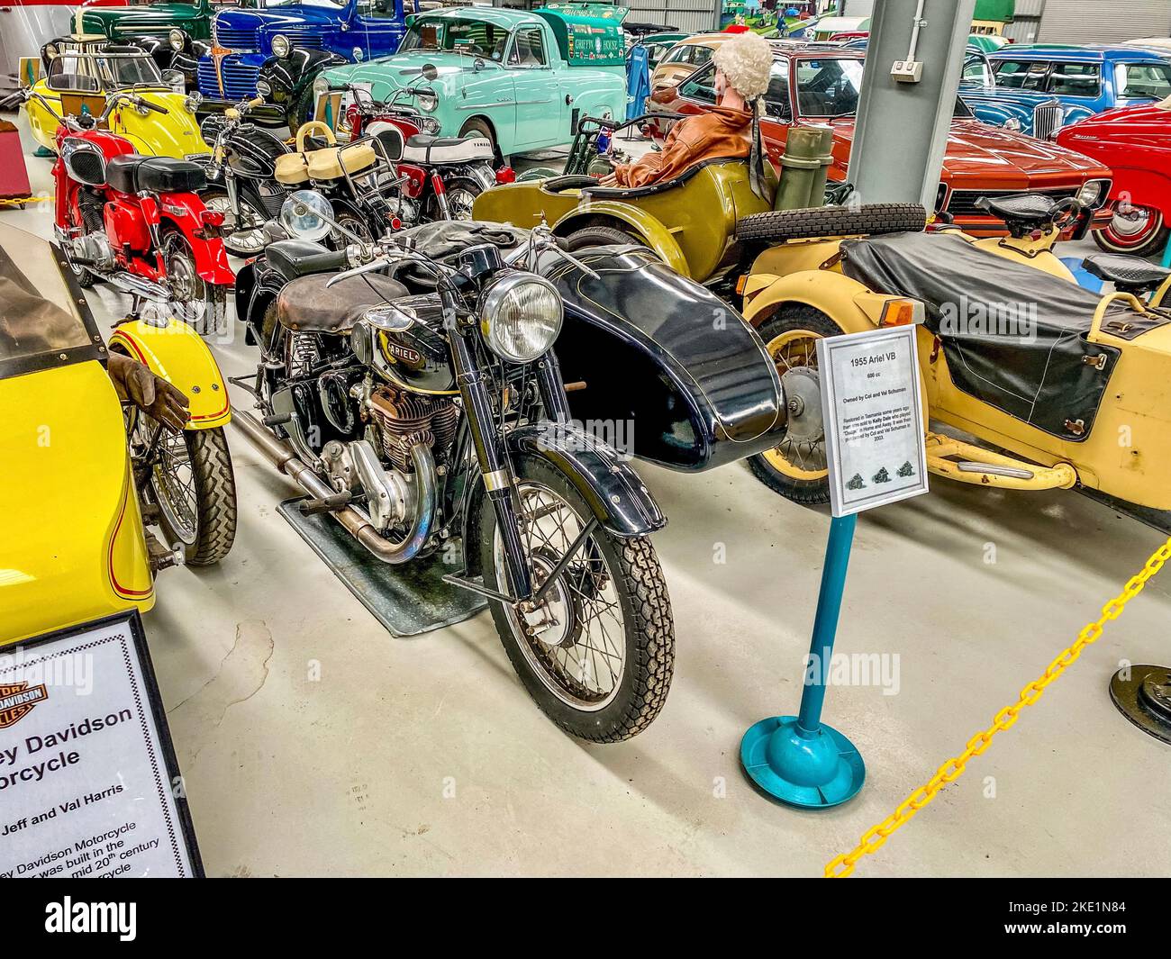 A closeup of a 1955 Ariel VB 600cc Motorbike and Sidecar, Displayed at ...