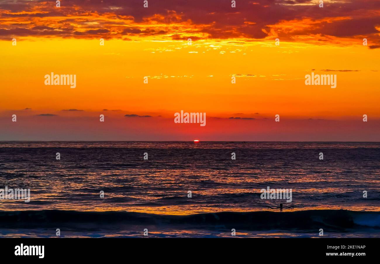 Beautiful stunning colorful and golden sunset in yellow orange red on ...