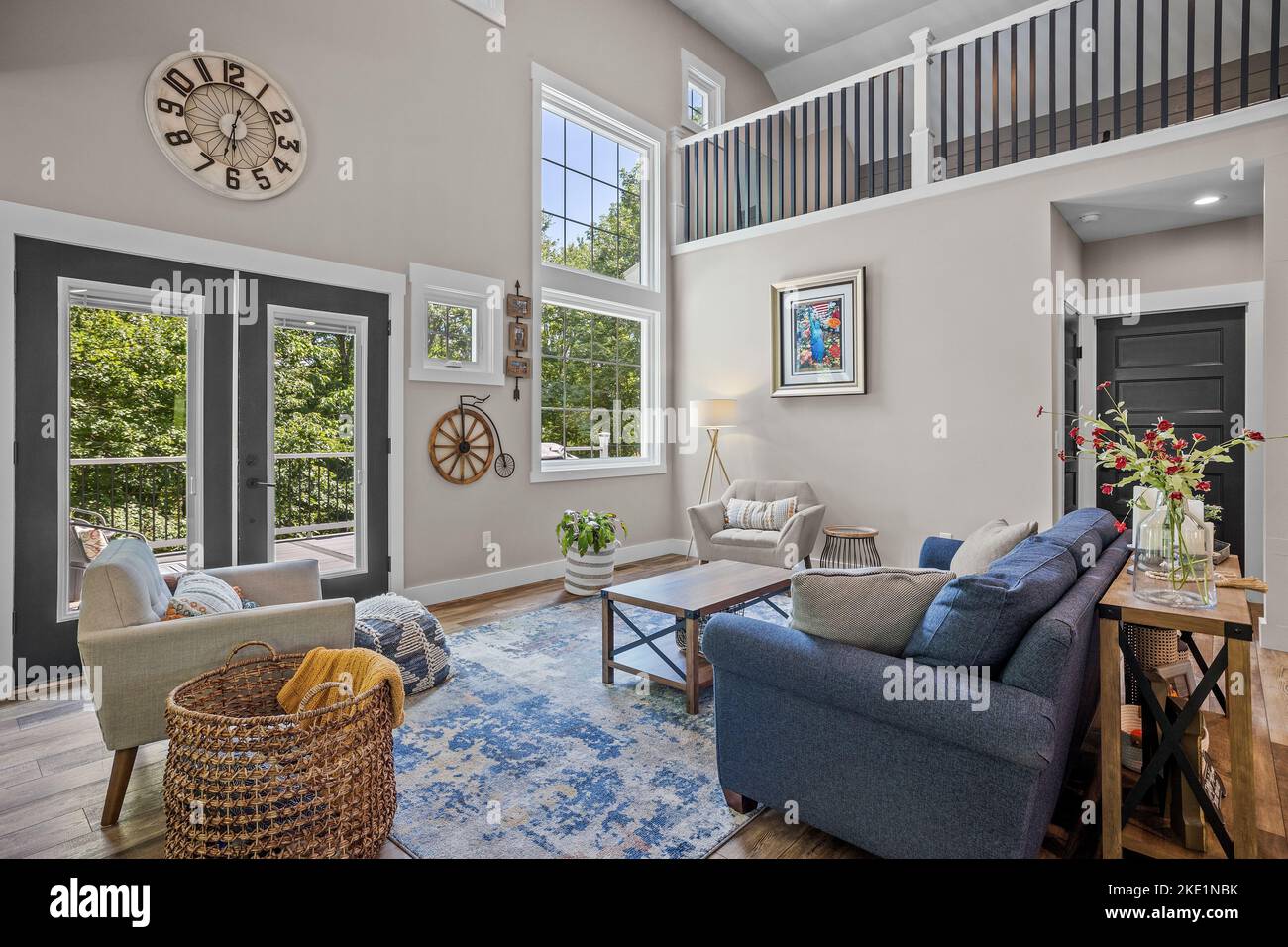 The interior design of a beautiful living room with sofas and furniture ...