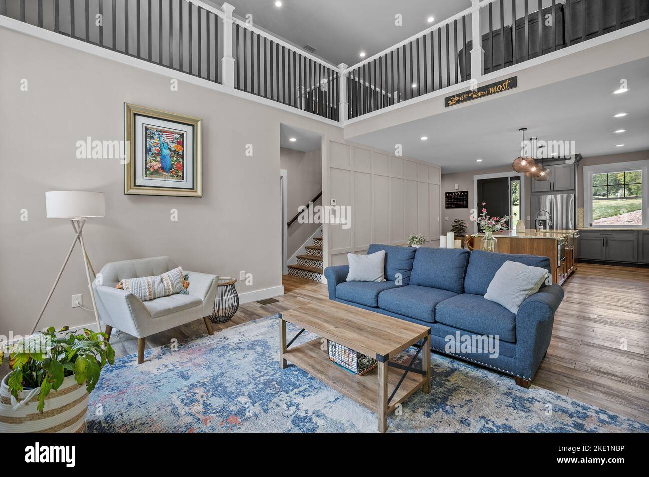 The interior design of a beautiful living room with sofas and furniture ...