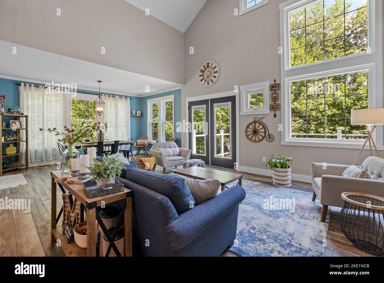 The interior design of a beautiful living room with sofas and furniture ...