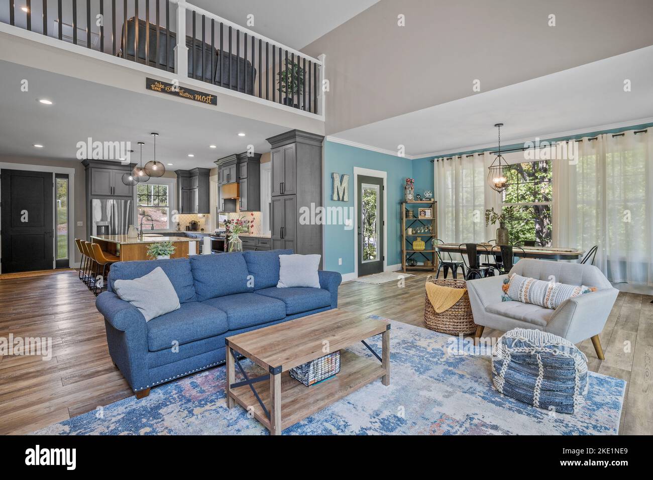 The interior design of a beautiful living room with sofas and furniture ...