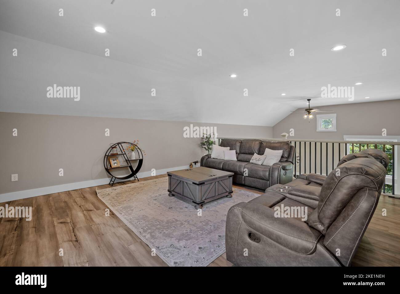 The beautiful interior design of a second floor lounge area in a modern ...