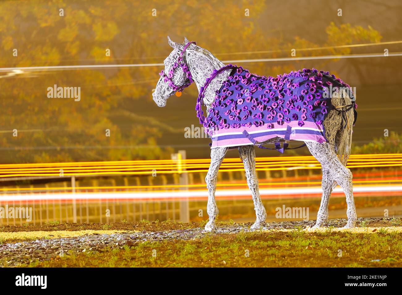 The Horse sculpture at Horsforth in Leeds has been given a new Purple ...