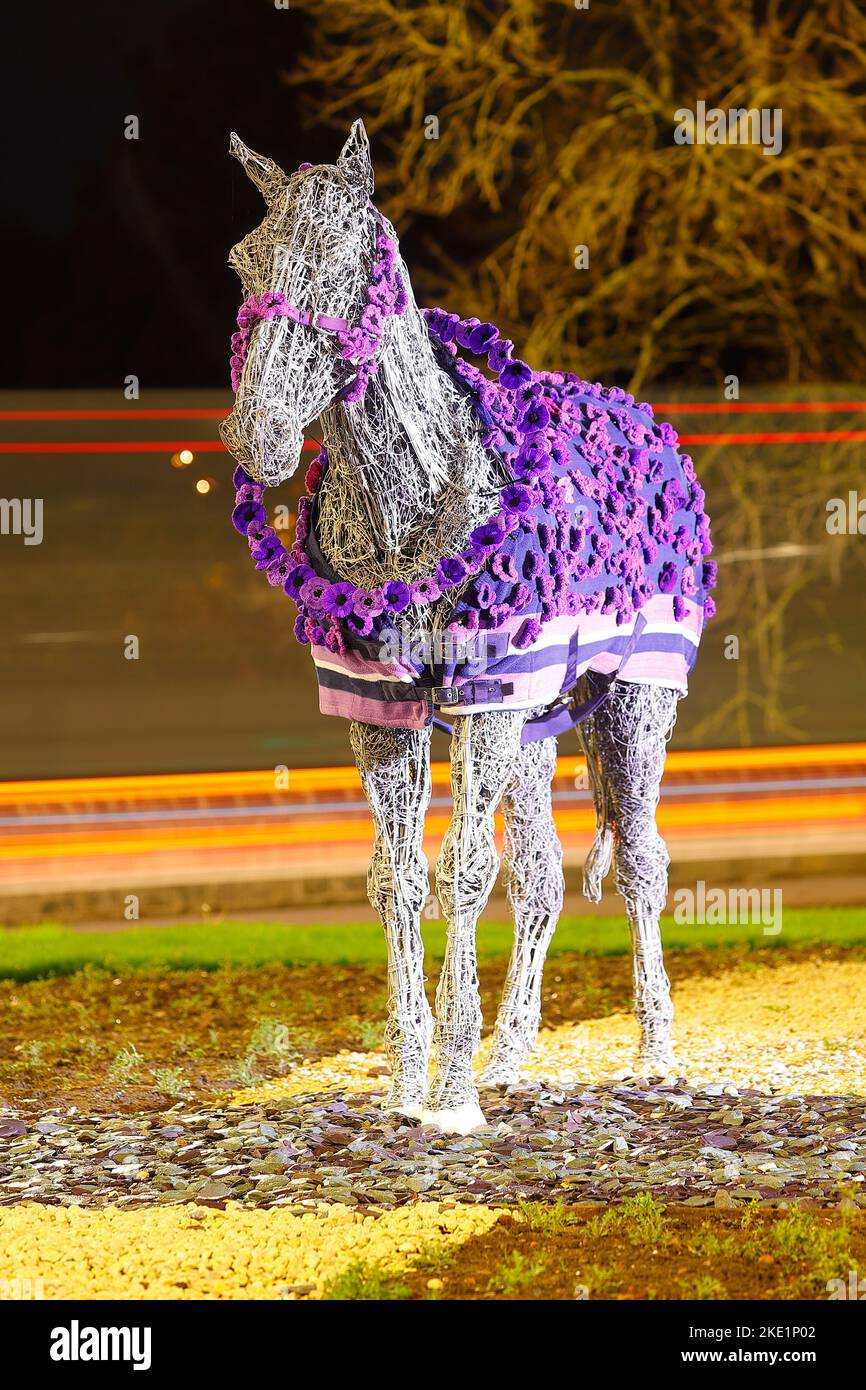 The Horse sculpture at Horsforth in Leeds has been given a new Purple ...