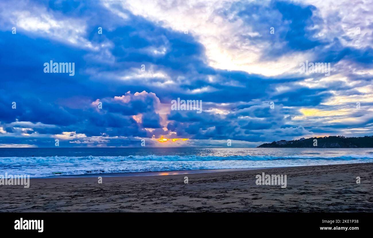 Beautiful stunning colorful and golden sunset in yellow orange red on ...