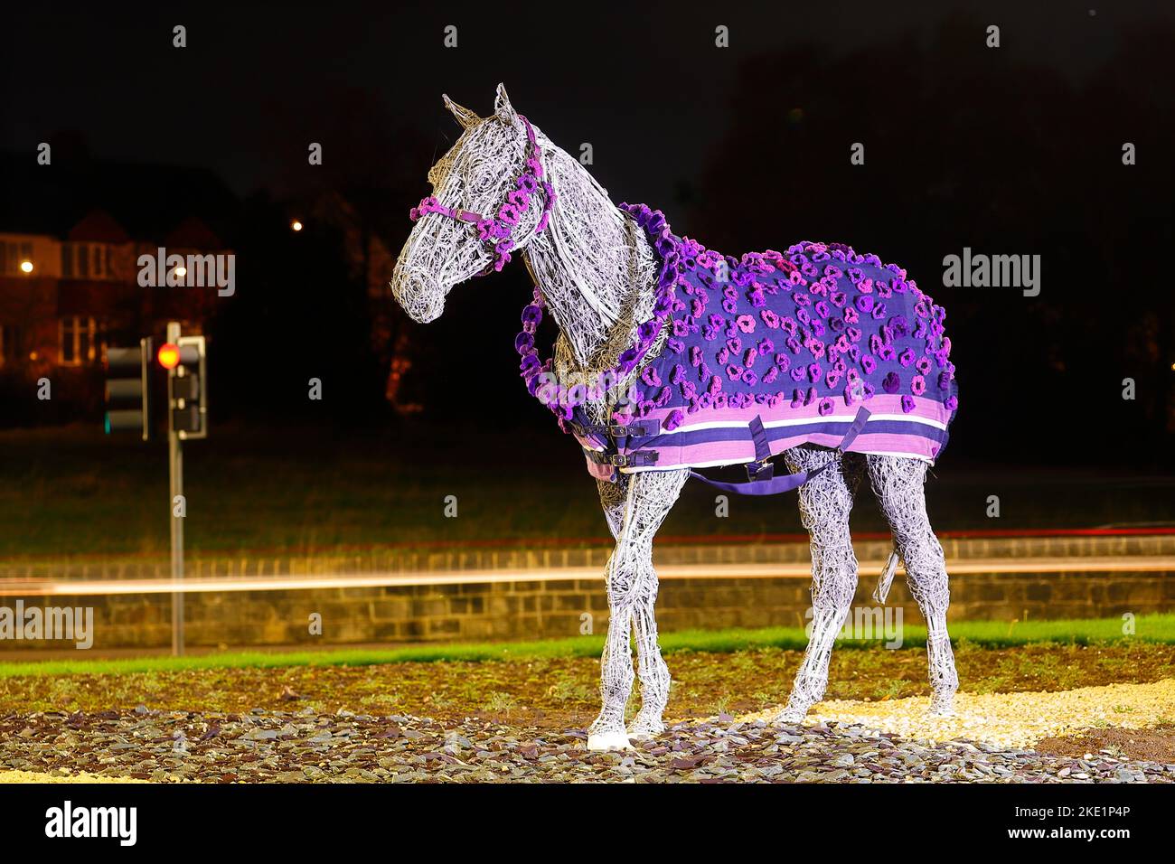 The Horse sculpture at Horsforth in Leeds has been given a new Purple ...