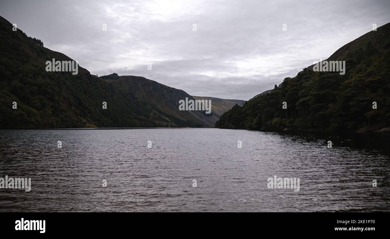 Glendalough lake in a cloud day, Ireland Stock Photo - Alamy