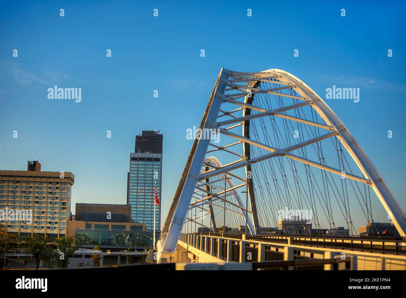 The Broadway Street Bridge spanning over the Arkansas River, in ...