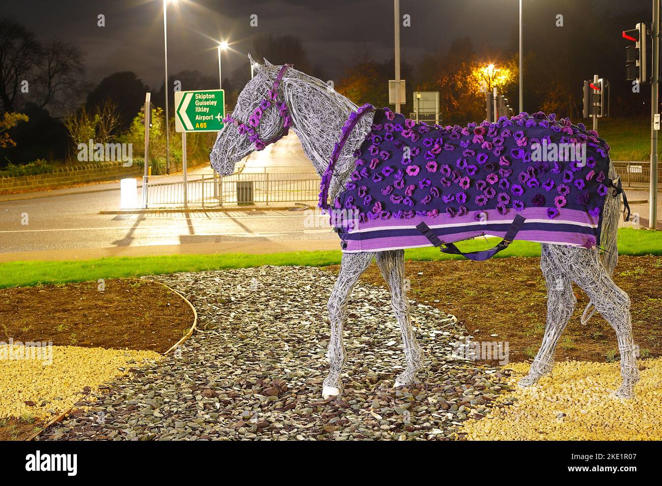 The Horse sculpture at Horsforth in Leeds has been given a new Purple ...
