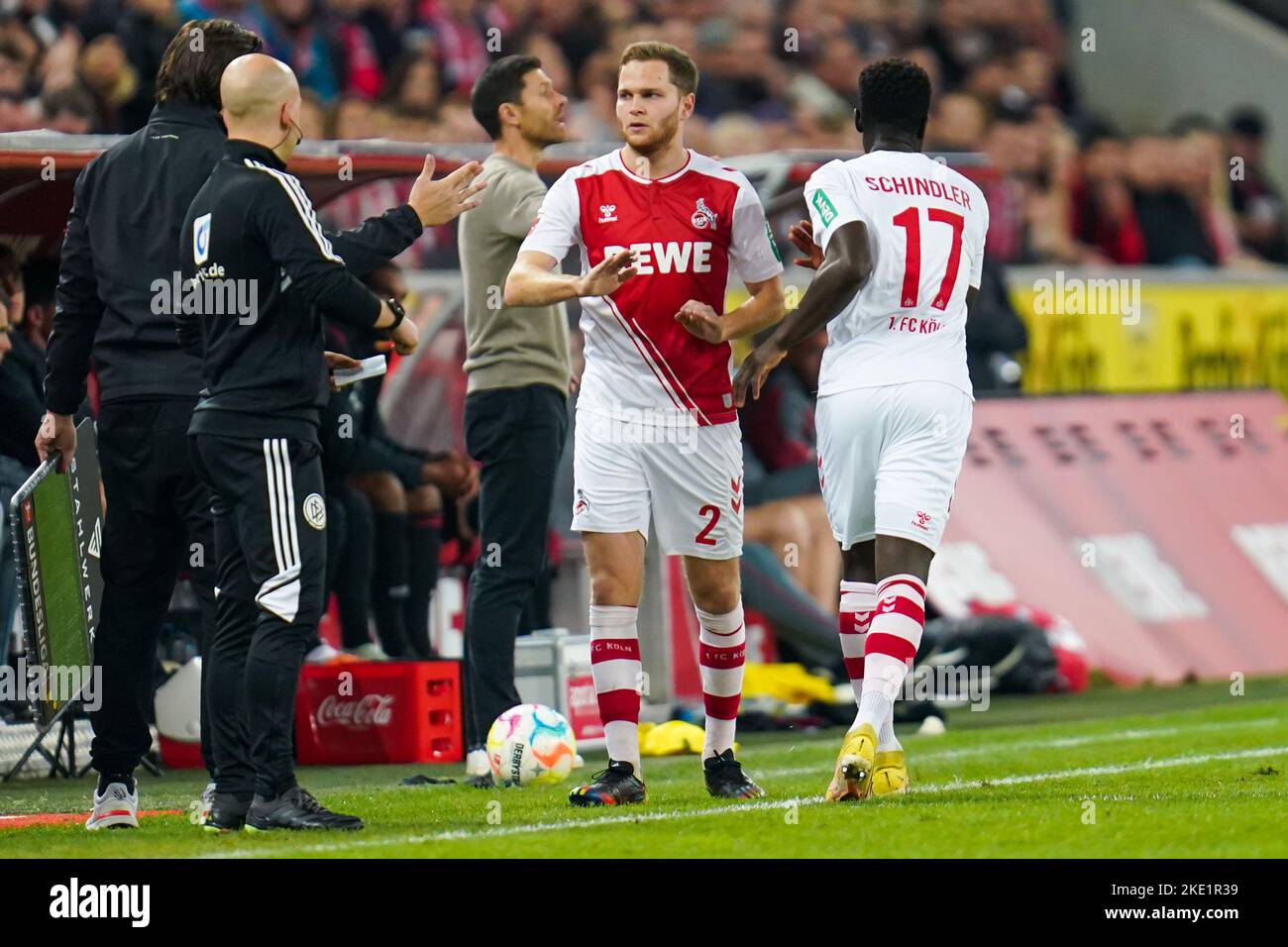 COLOGNE, GERMANY - NOVEMBER 9: Benno Schmitz of 1. FC Koln, Kingsley ...