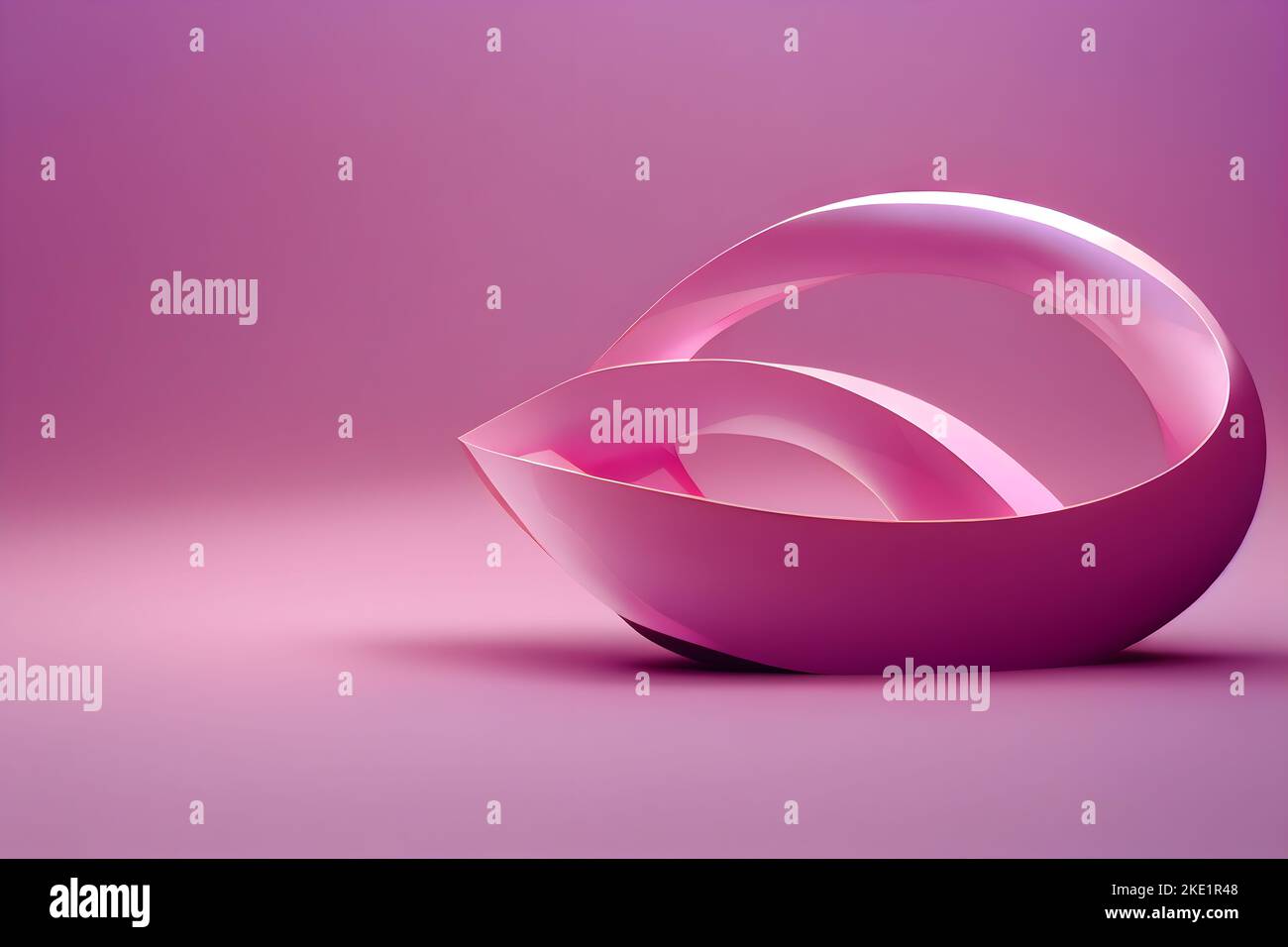 A 3D digital render of an abstract flowing pink shape on a pink ...