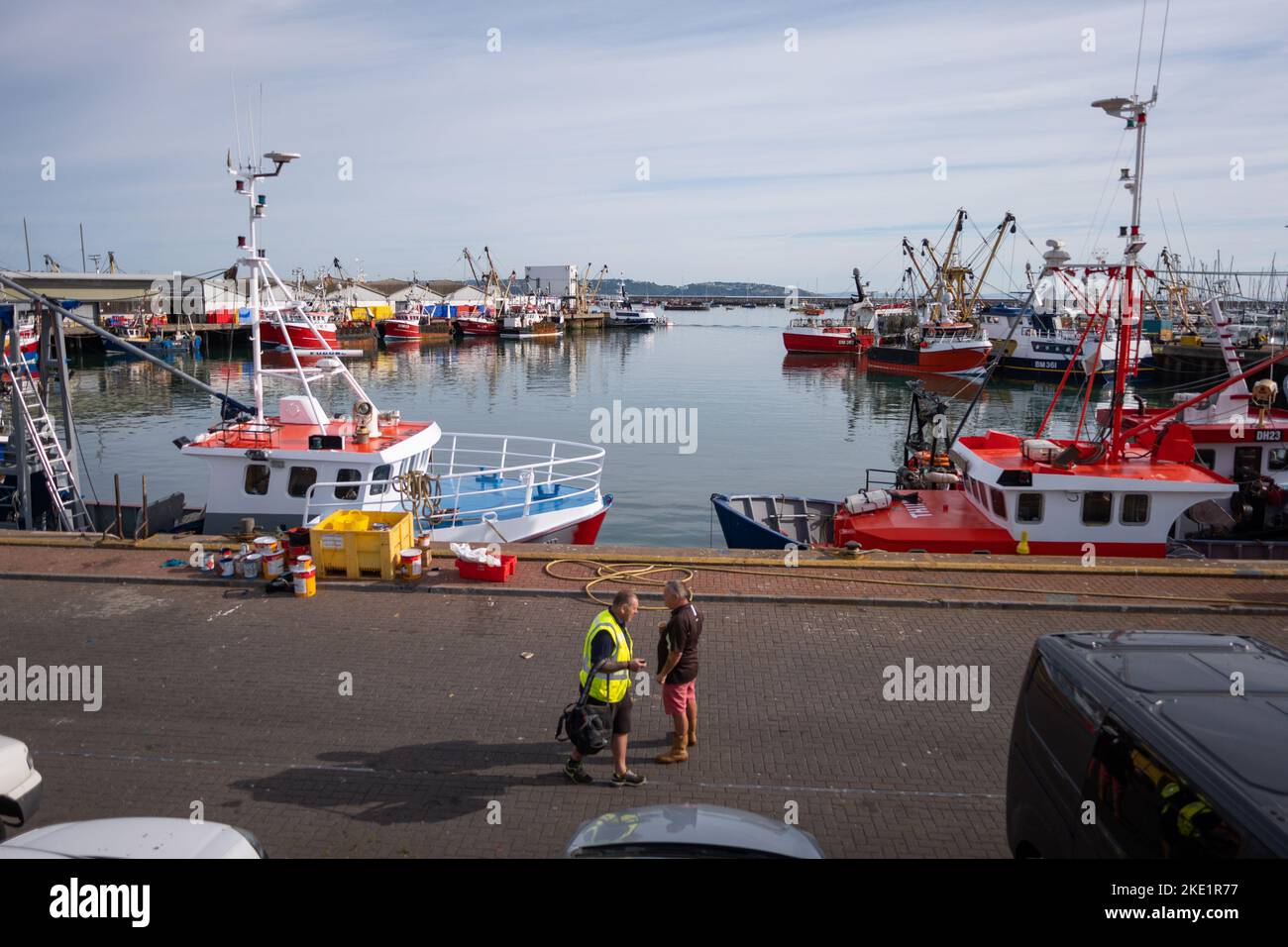 Fishing boats in the harbour at Brixham Fish Market, Brixham, South ...