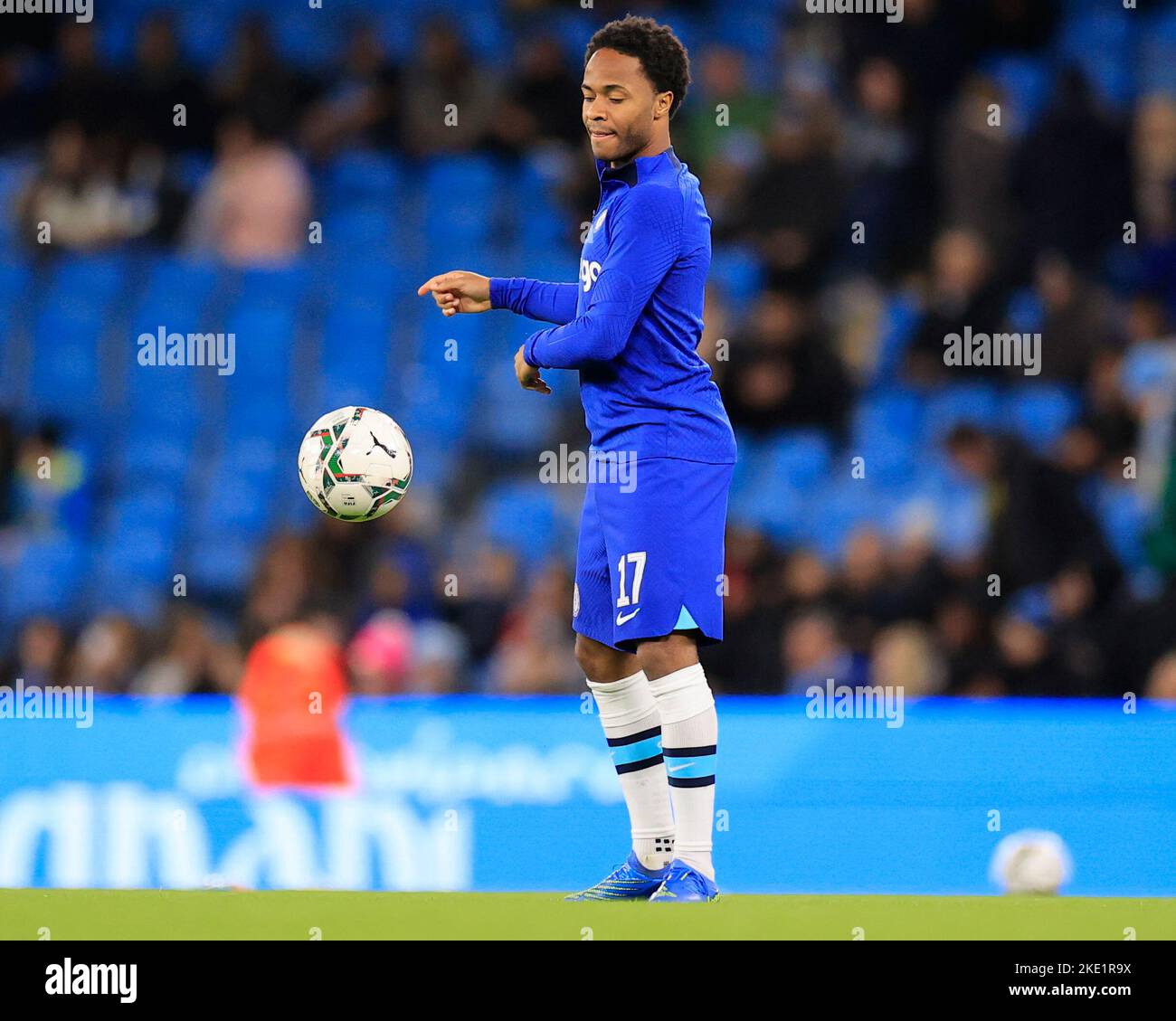 Raheem Sterling #17 of Chelsea ahead of the Carabao Cup Third Round ...