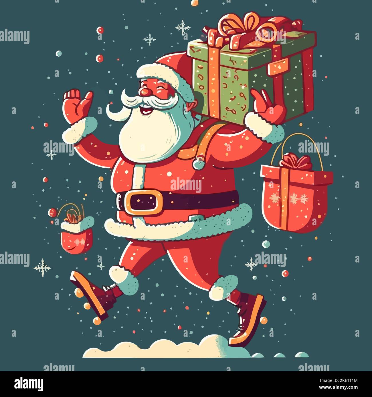 A vector illustration of the Santa Claus bringing presents Stock Vector ...