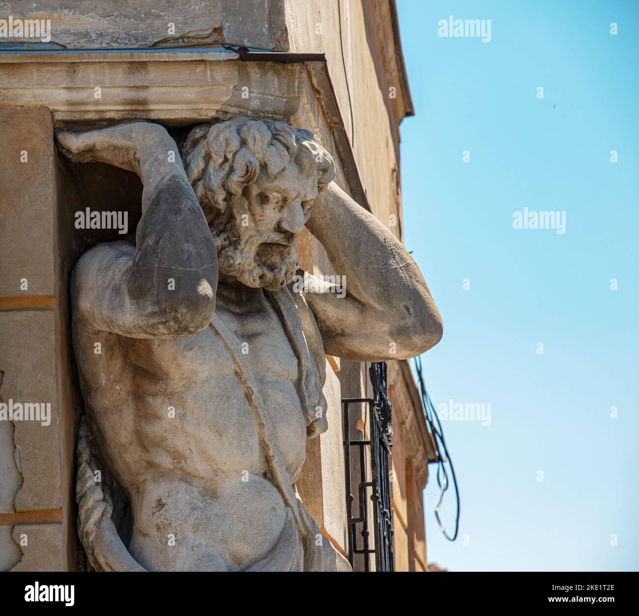Statue of Atlas. Also called Corgon. The sculpture is a famous landmark ...