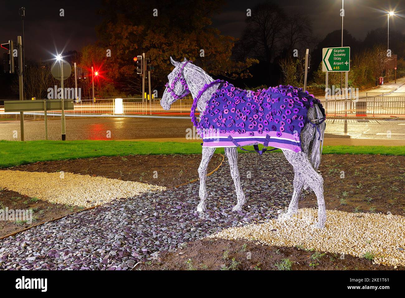 The Horse sculpture at Horsforth in Leeds has been given a new Purple ...
