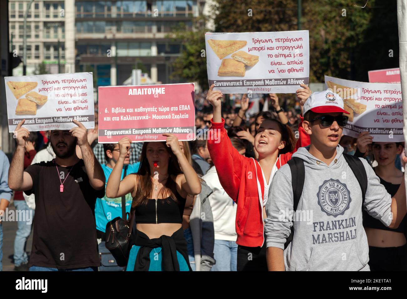 Young students protesting during a general strike against the excessive ...