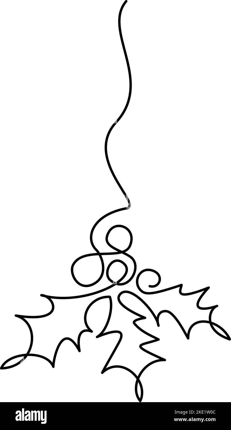 Christmas Holly berry Continuous one line drawing Stock Vector Image ...