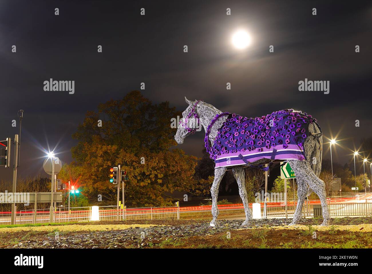 The Horse sculpture at Horsforth in Leeds has been given a new Purple ...