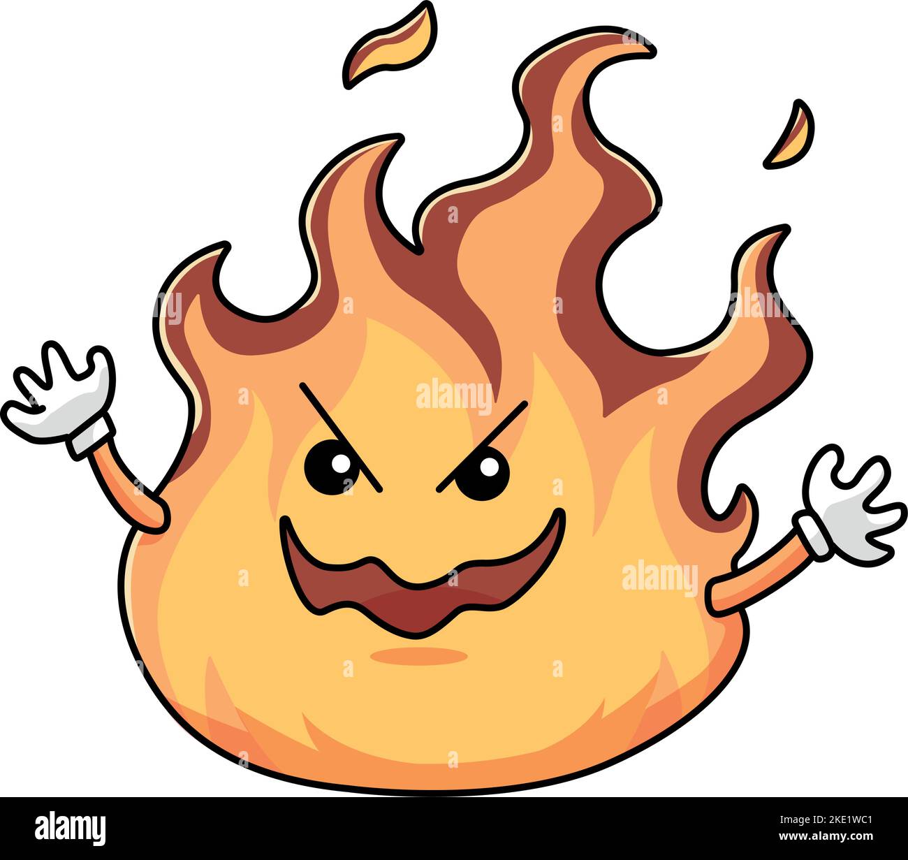 A mean fire cartoon character icon isolated on white background Stock ...