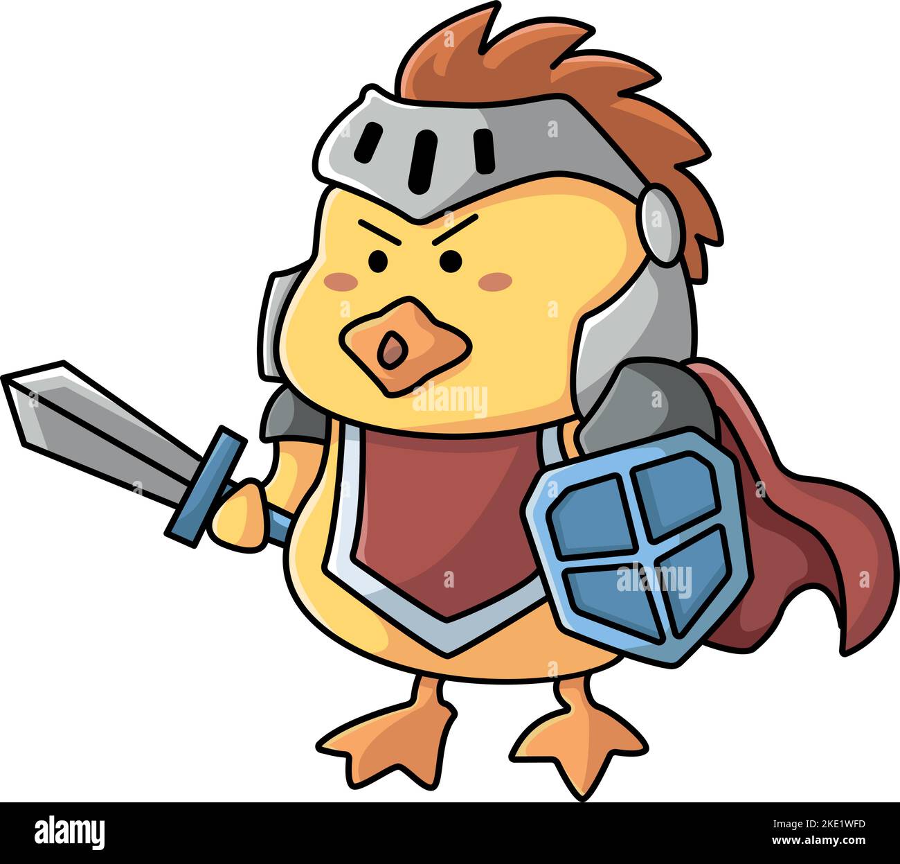 A cute kawaii little duck clipart with a sword and shield Stock Vector ...