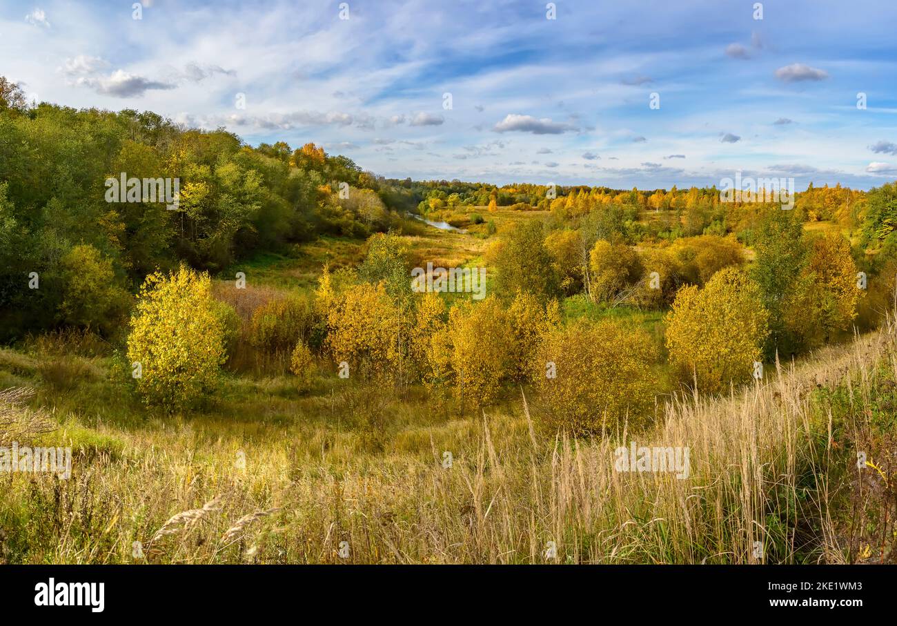 View of the river Tosna in the Sablinsky reserve in the Leningrad ...