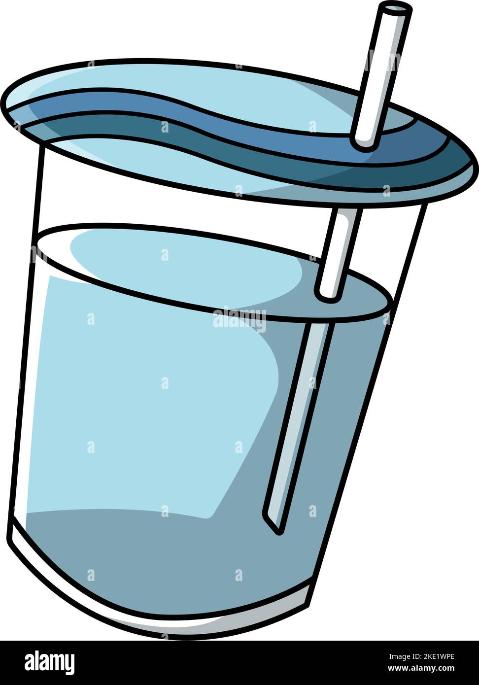 A vertical of cute kawaii water in a glass with a straw clipart Stock ...
